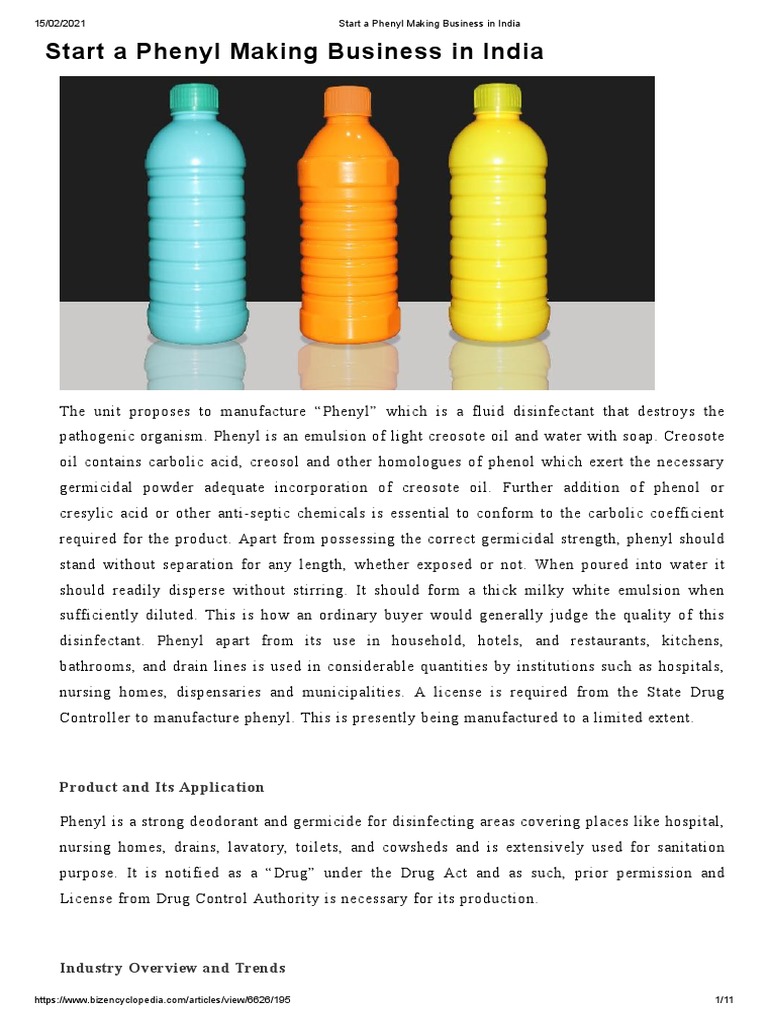 Start A Phenyl Making Business in India | PDF | Disinfectant | Sodium ...