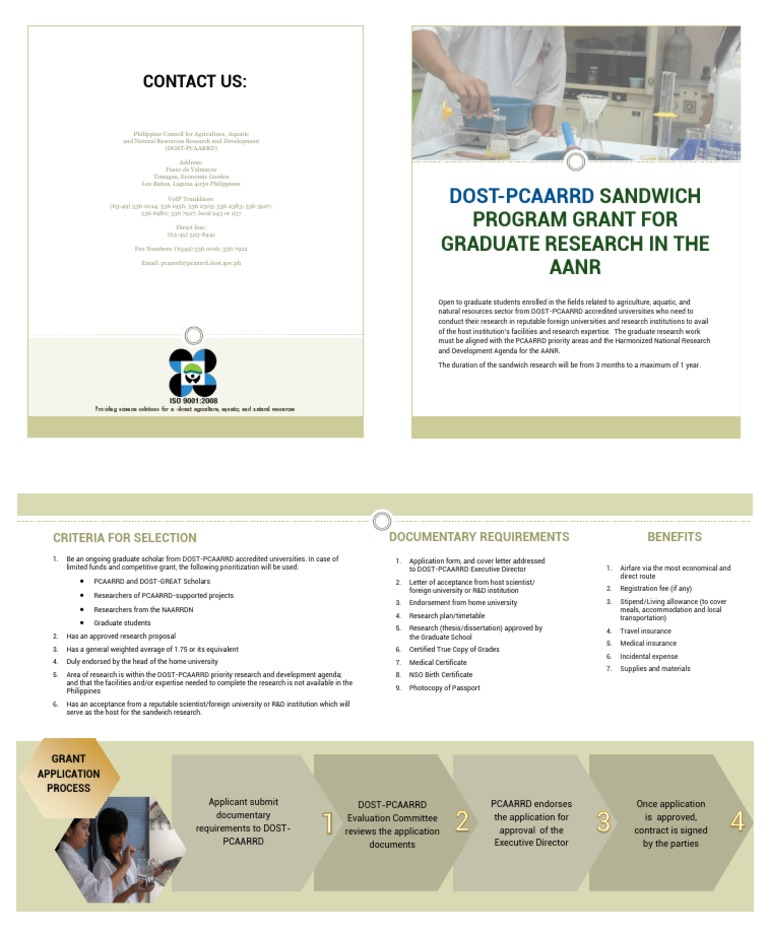 Sandwich Program Grant For Graduate Research in The Aanr: Dost-Pcaarrd ...