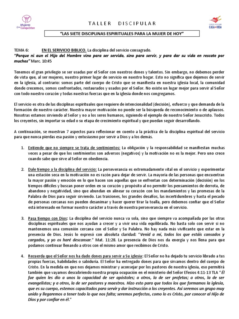 7 Disciplinas Espirituales para Mujeres | PDF | Cristo (título ...