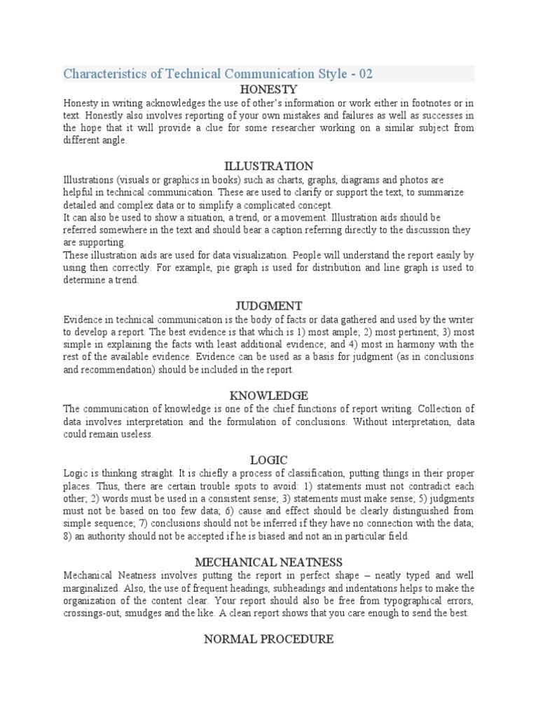Characteristics of Technical Communication Styl1 | PDF | Technical ...