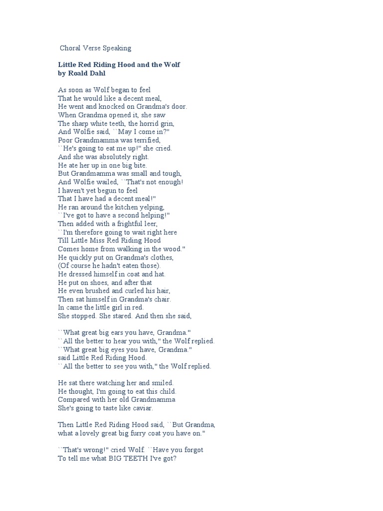 Little Red Riding Hood Roald Dahl | PDF