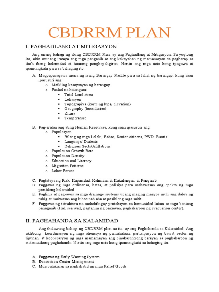 CBDRRM Plan | PDF
