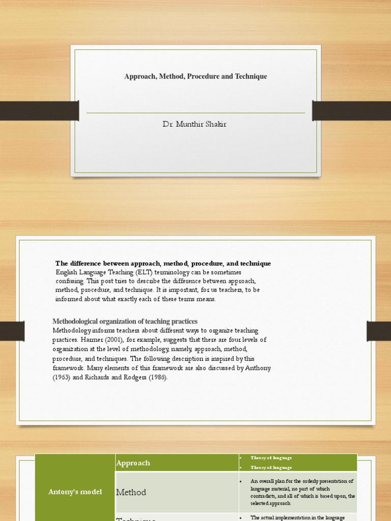 Approach, Method, Procedure and Technique | PDF | Language Education ...