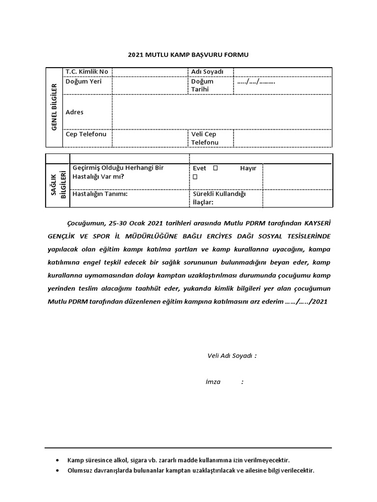 kamp başvuru formu | PDF