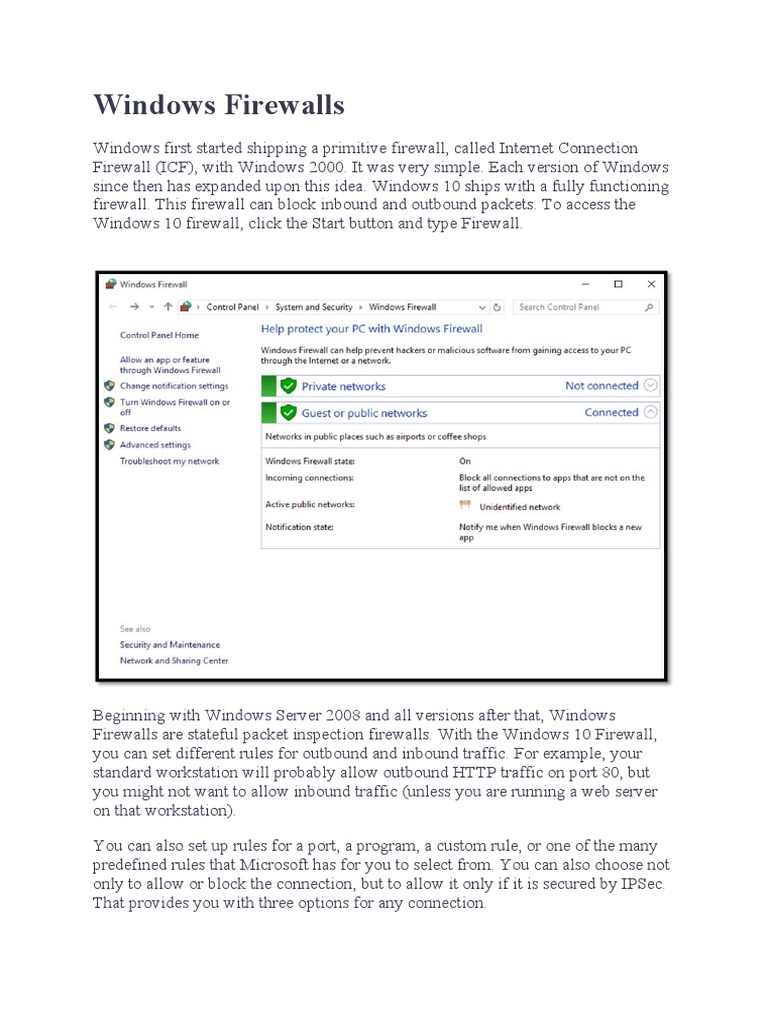 Windows Firewall | PDF | Firewall (Computing) | Port (Computer Networking)