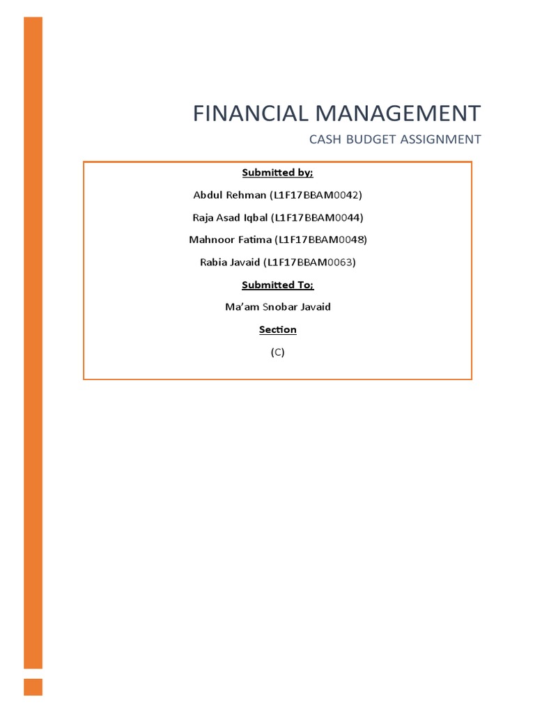 Financial Management: Cash Budget Assignment | PDF | Budget | Public ...