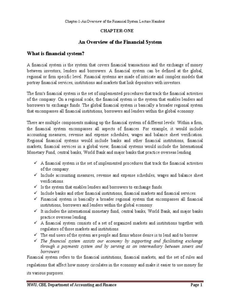 Chapter-1-An Overview of The Financial System | PDF | Financial Markets ...