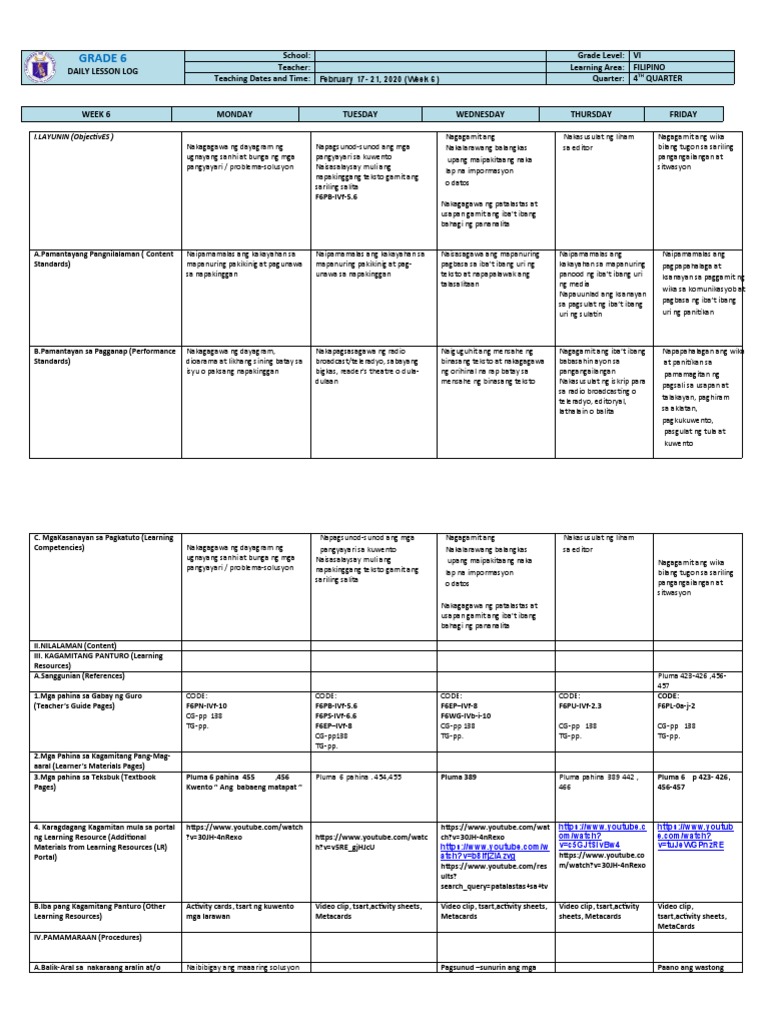Filipino-6 Q4 W6 | PDF