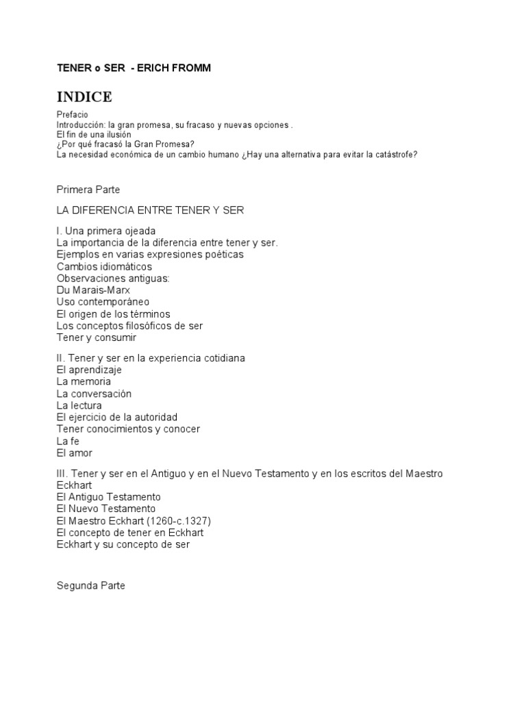 Ser y Tener según Erich Fromm | PDF | Hedonismo | Existencia