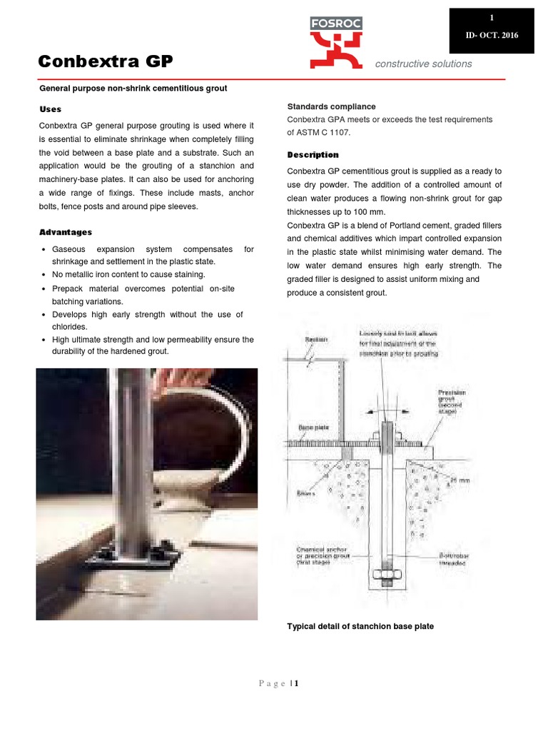 Conbextra GP - TDS | PDF | Concrete | Cement