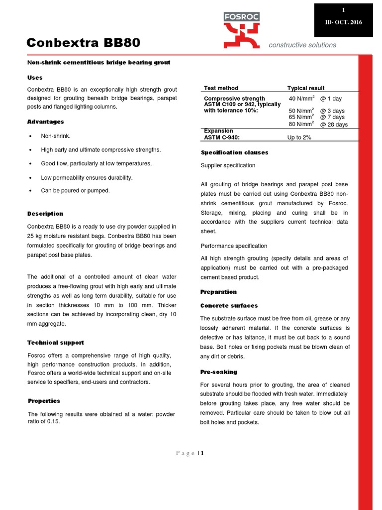 Conbextra BB80: Constructive Solutions | PDF | Concrete | Materials