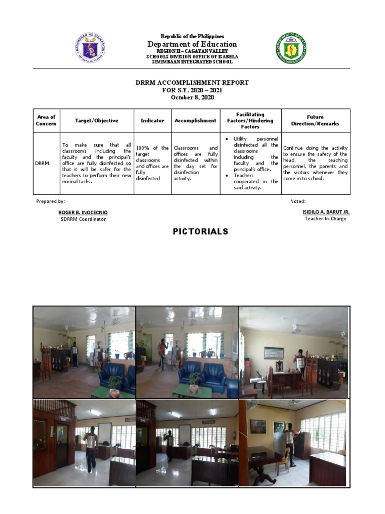 DRRM Accomplishment Report | PDF | Human Nature | Behavior Modification