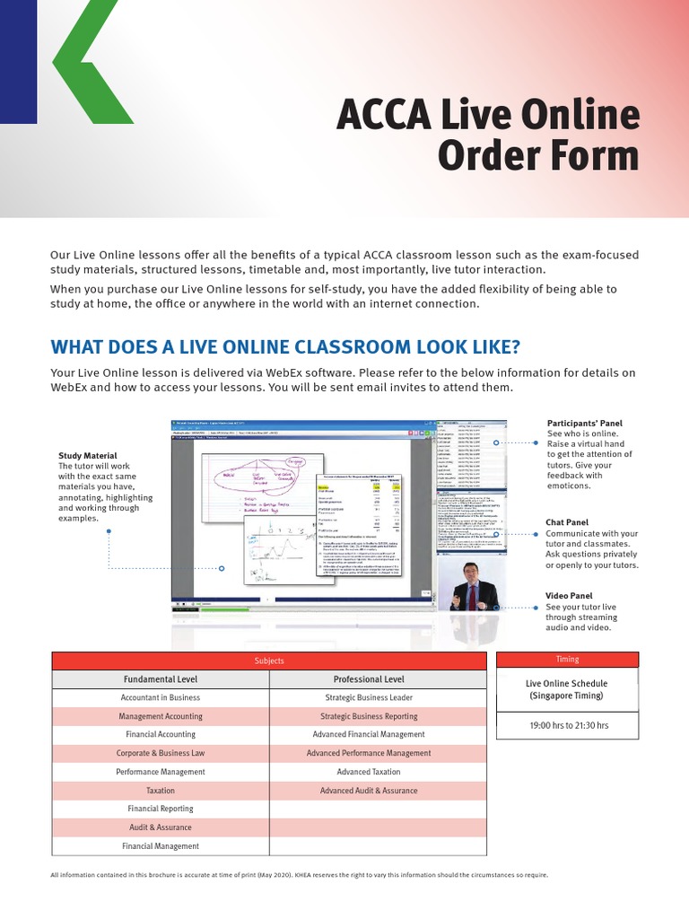 ACCA Live Online Order Form: What Does A Live Online Classroom Look ...