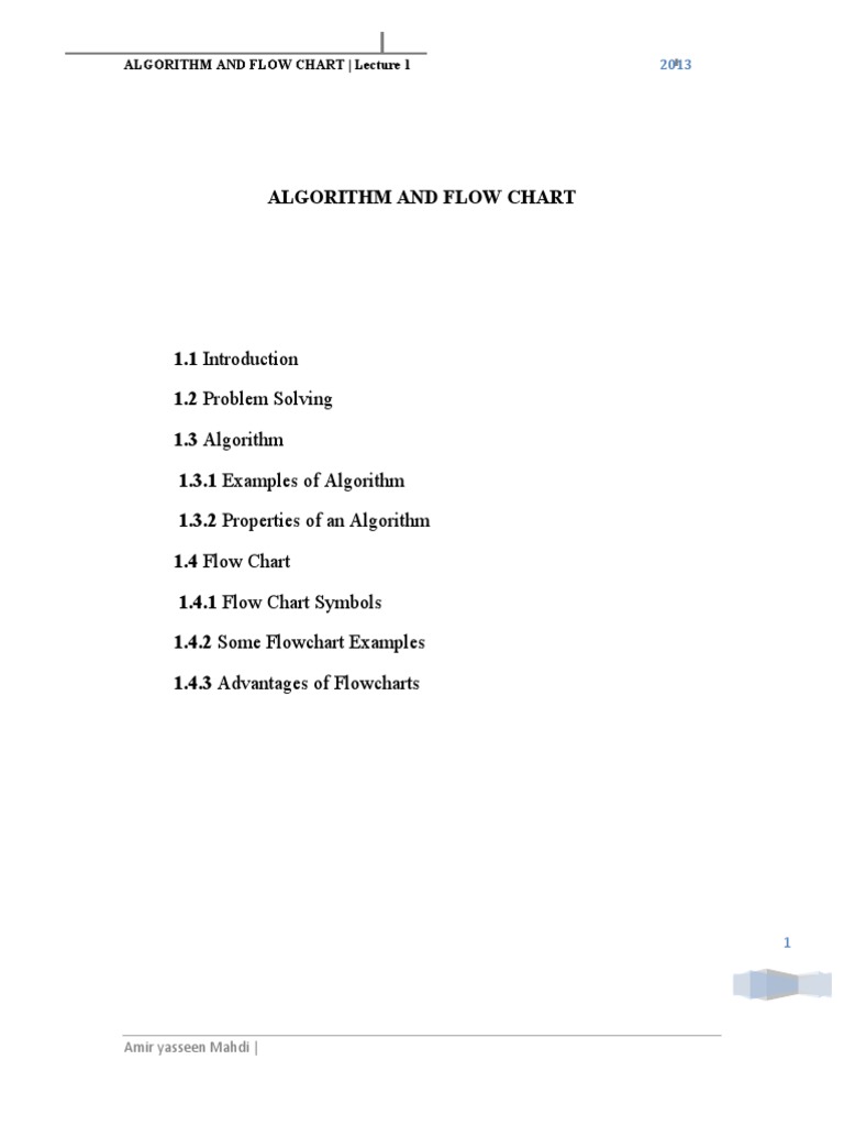 Algorithm and Flow Chart - Lecture 1 | PDF | Algorithms | Control Flow
