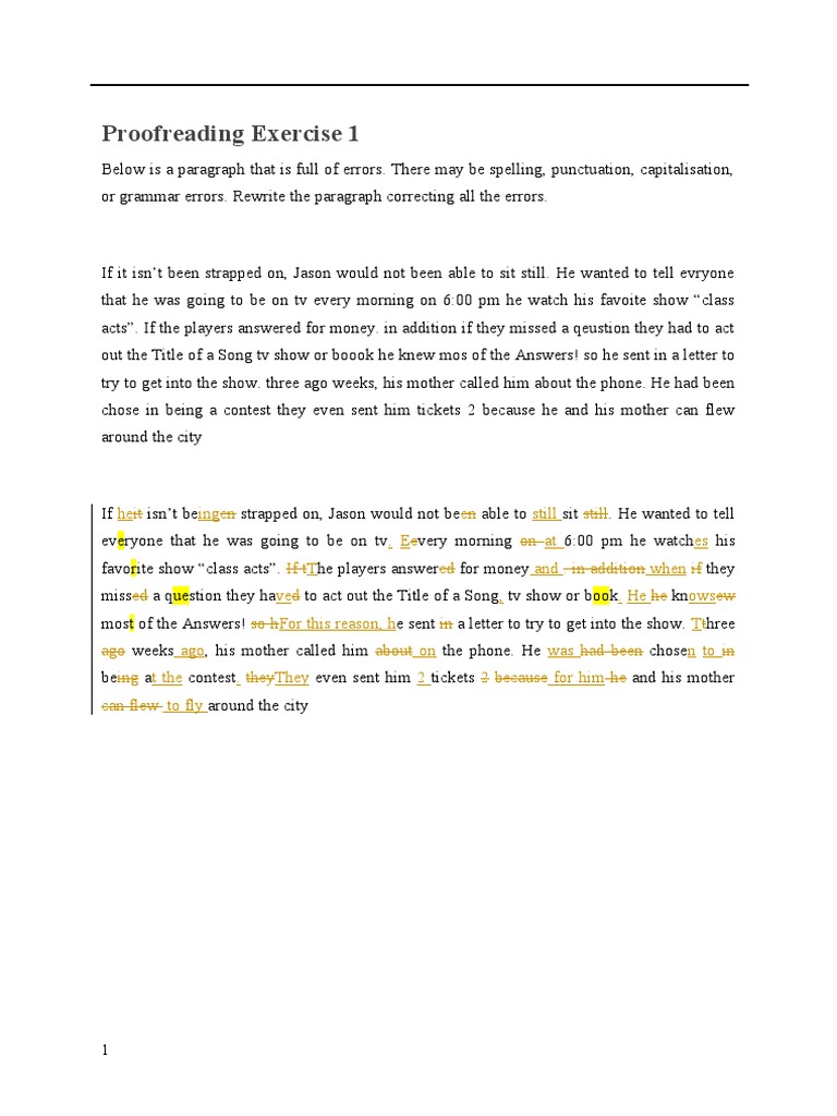 Proofreading Ws Fun Activities Games Grammar Drills - 102359 | PDF