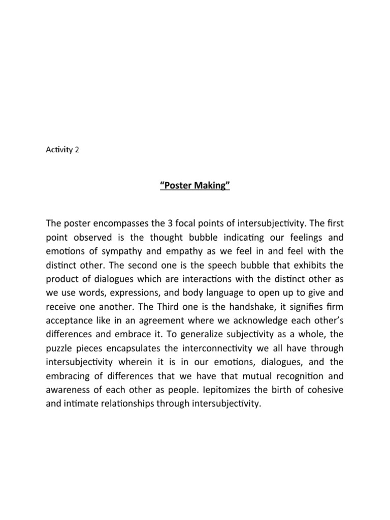 Intersubjectivity Poster Explaination | PDF