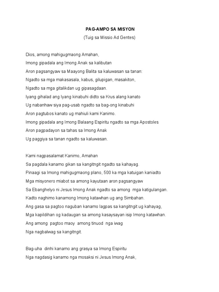 Mission Prayer Bisaya Trans | PDF