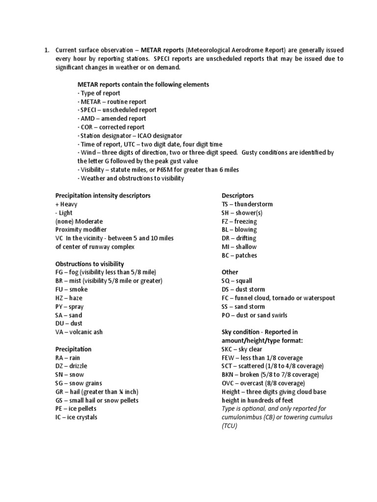 Metar - Taf - Pirep | PDF | Meteorological Phenomena | Meteorology