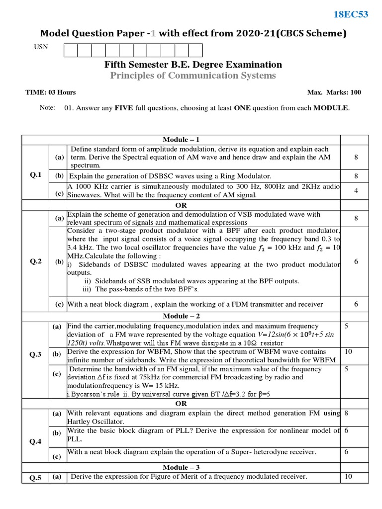 18EC53 Pcs | PDF | Frequency Modulation | Modulation