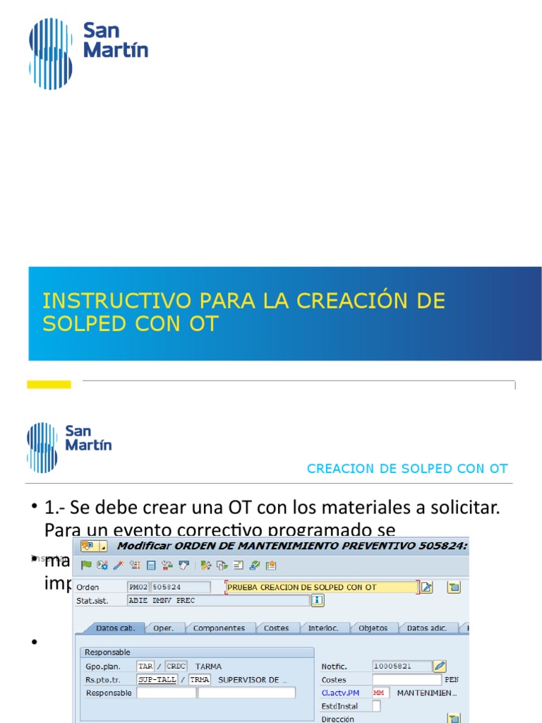 Guía para Crear SOLPED con OT | PDF | Informática