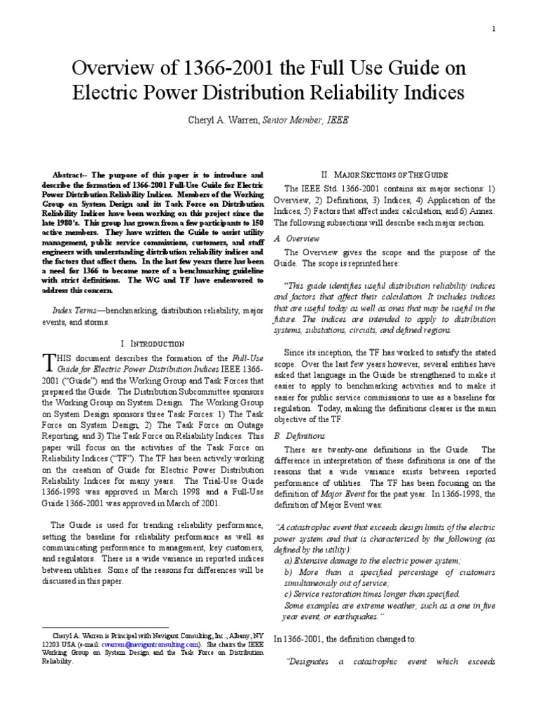 Overview of 1366-2001 The Full Use Guide On ELECTRIC POWER DISTRIBUTION ...
