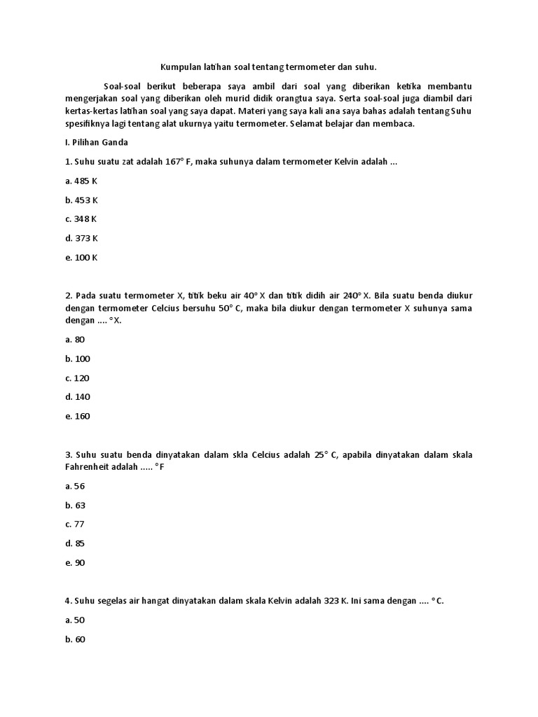 Kumpulan Latihan Soal Tentang Termometer | PDF