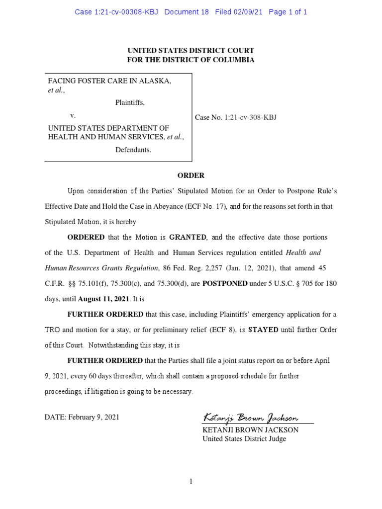 18 Stay and Hold in Abeyance Order | PDF