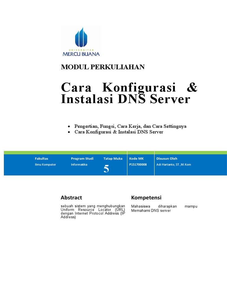 Modul 5 Cara Konfigurasi Instalasi DNS Server | PDF