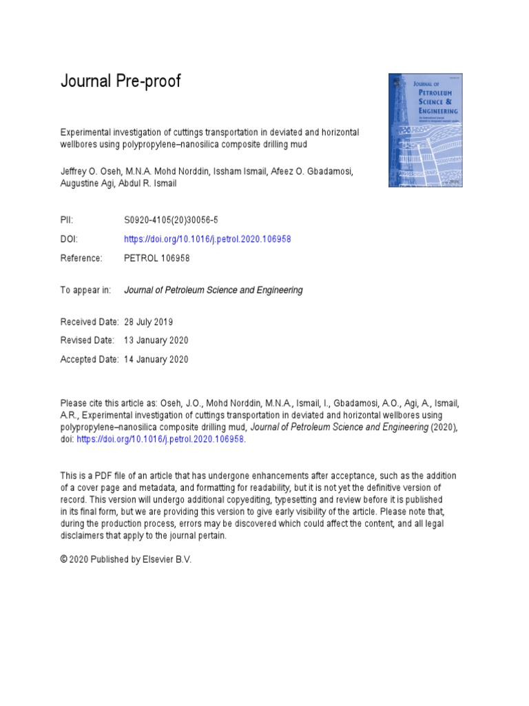 Journal Pre-Proof: Journal of Petroleum Science and Engineering | PDF ...