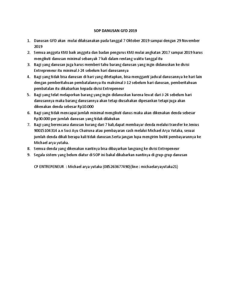 Sop Danusan KMJ 2019 | PDF