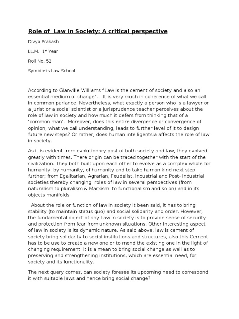 Role of Law in Society | Jurisprudence | Society