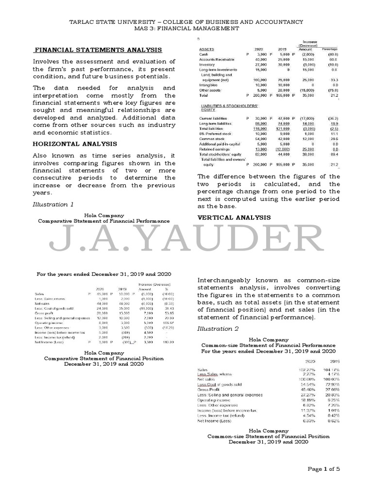 1 Financial Statements Analysis | PDF | Dividend | Equity (Finance)