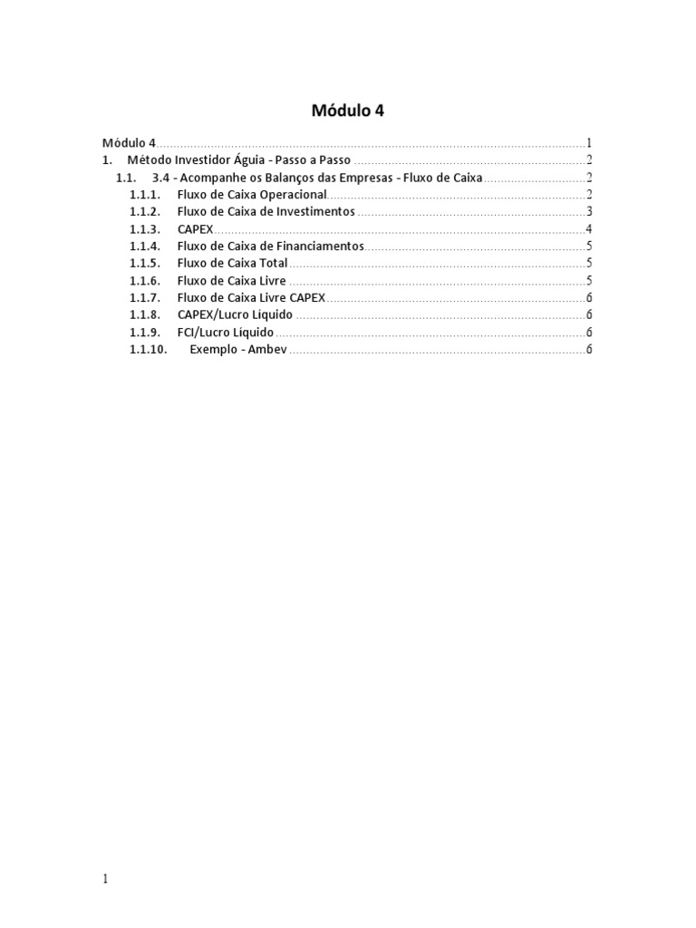 Mapa Mental Modulo 434 | PDF | Fluxo de caixa | Investimentos