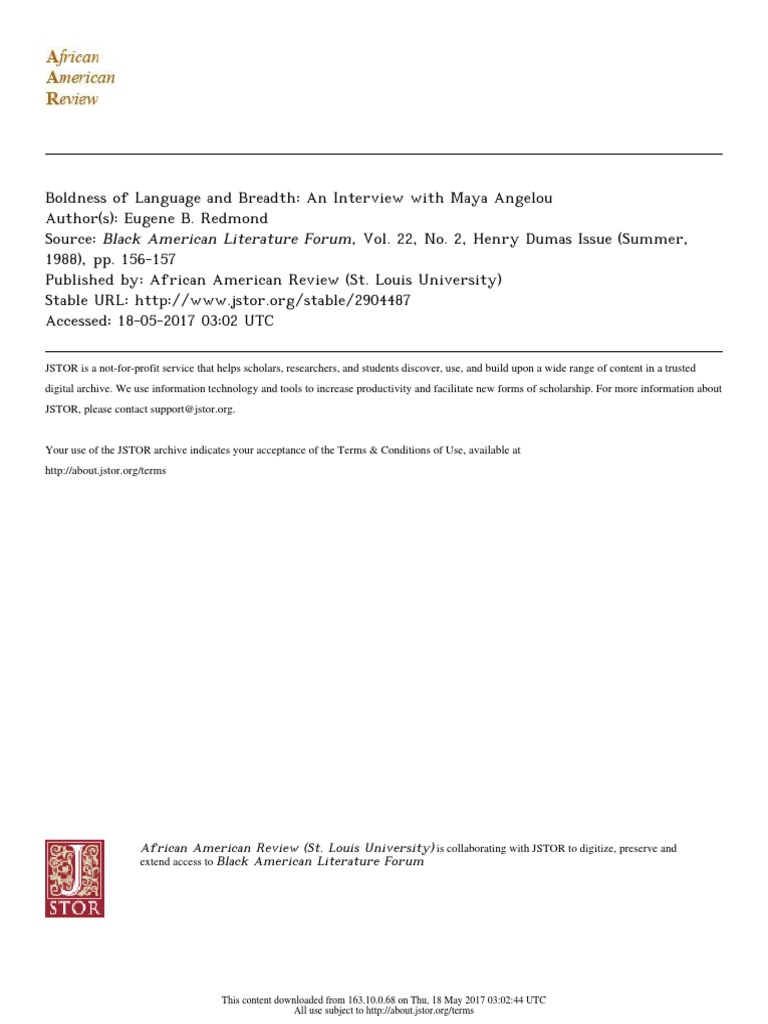 Maya Angelou on Henry Dumas | PDF | Poetry