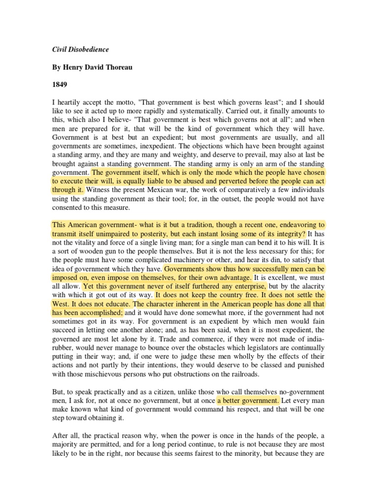 On Civil Disobedience | PDF | Conscience | Civil Disobedience (Thoreau)