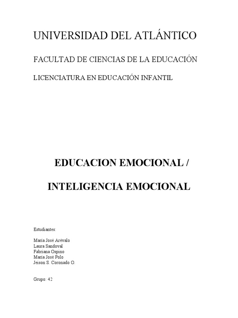 Educación Emocional E Inteligencia Emocional Pdf Las Emociones