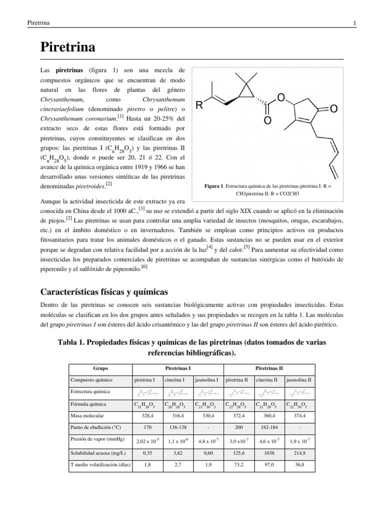 Piretrinas Estructura Química | PDF | Químicos agriculturales | Toxicología