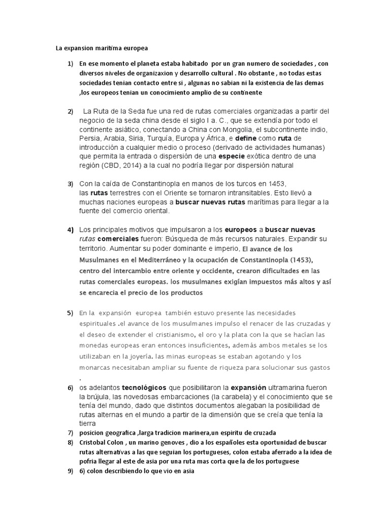 La Expansion Maritima Europea | PDF | Viajes por Europa