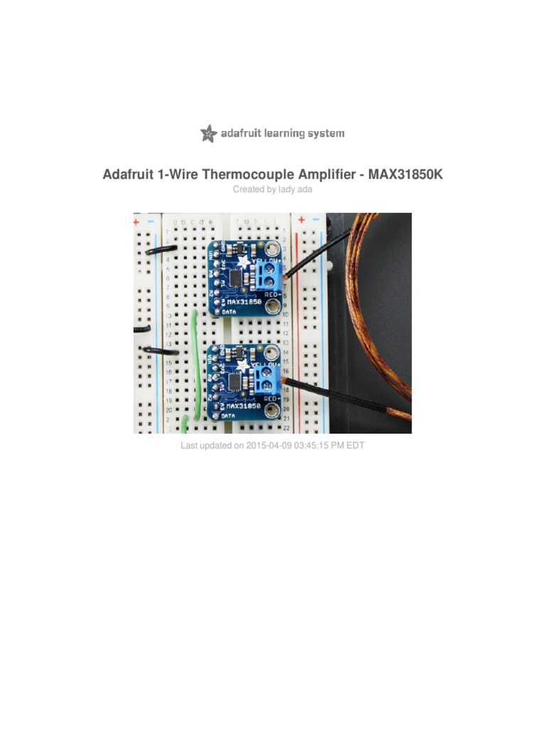 Adafruit 1-Wire Thermocouple Amplifier - MAX31850K | PDF | Arduino ...