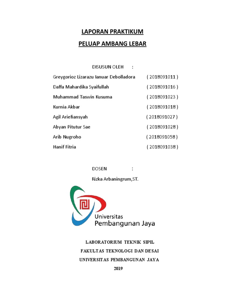 Laporan Awal Praktikum Mekflu - Peluap Ambang Lebar | PDF | Sains & Matematika | Teknologi ...