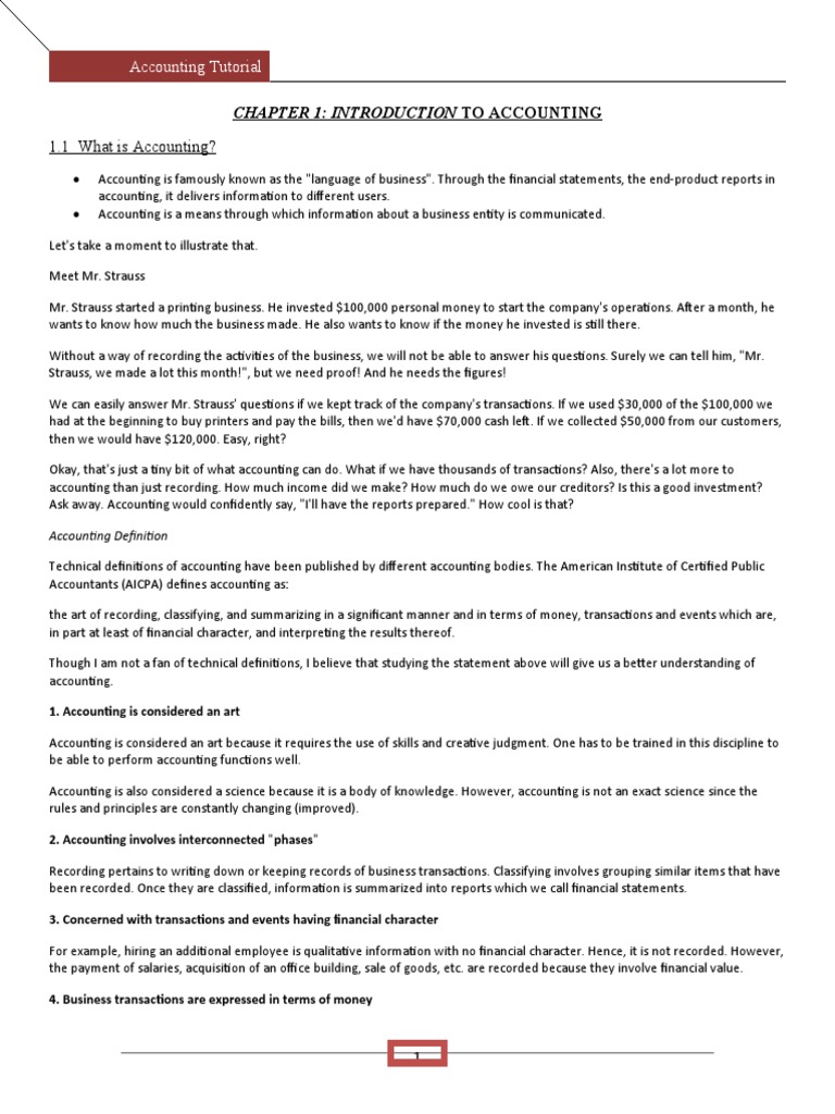 Accounting Tutorial: Chapter 1: Introduction To Accounting | PDF ...