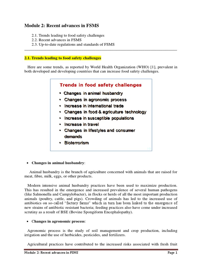 Module 2 - Recent Advances in FSMS | PDF