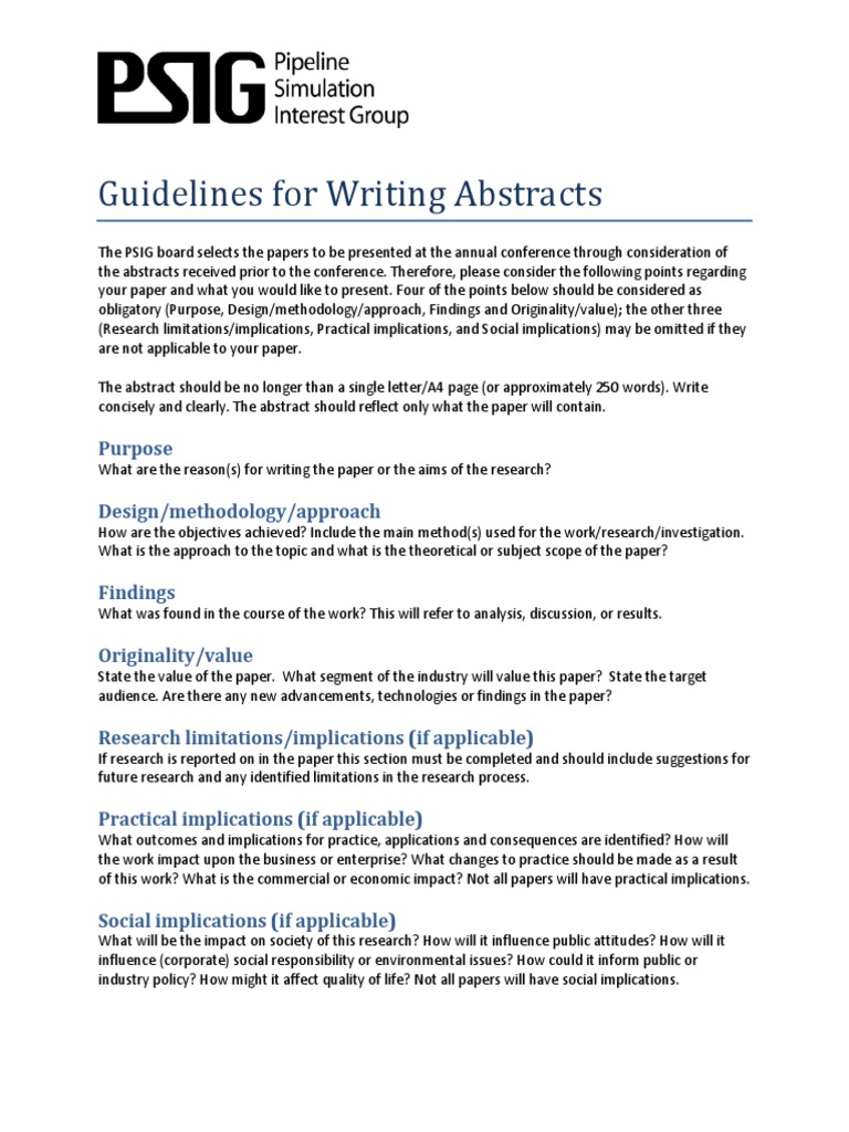 Guidelines For Writing Abstracts | PDF