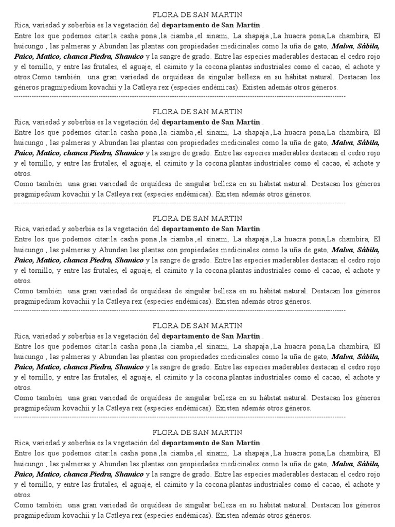 Flora de San Martin | PDF | Arboles | Botánica