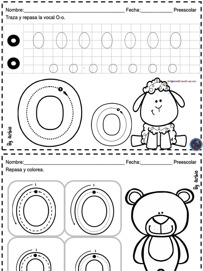 Cuaderno para Preescolar Vocales Letra o | PDF