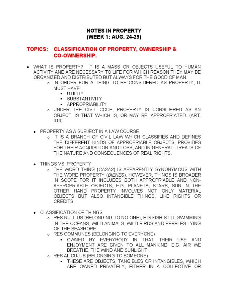 Property Law: Classification & Ownership | PDF | Eminent Domain | Property