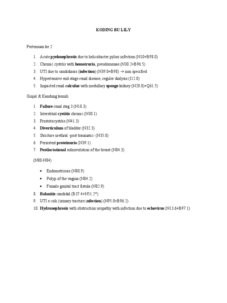 Latihan Soal Koding Semester 4 | PDF | Urinary Tract Infection | Childbirth