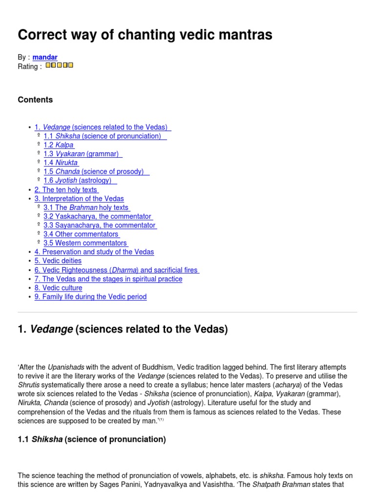 Correct Way of Chanting Vedic Mantras | PDF | Vedas | Sutra