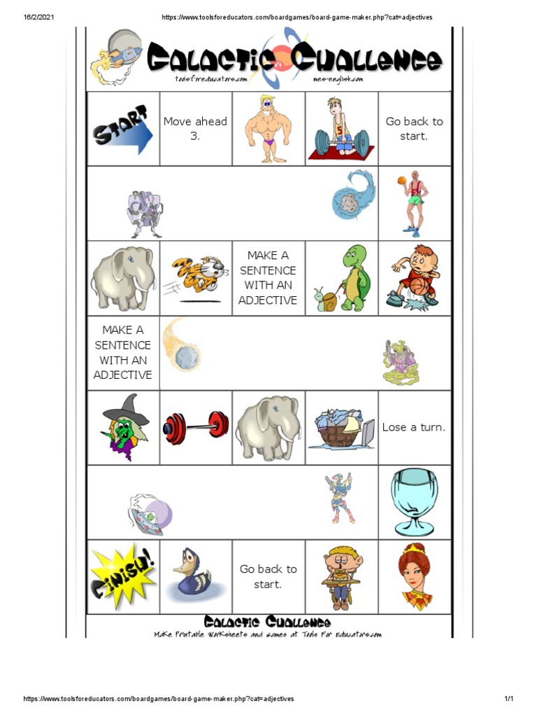 Board Game Maker ADJECTIVES | PDF