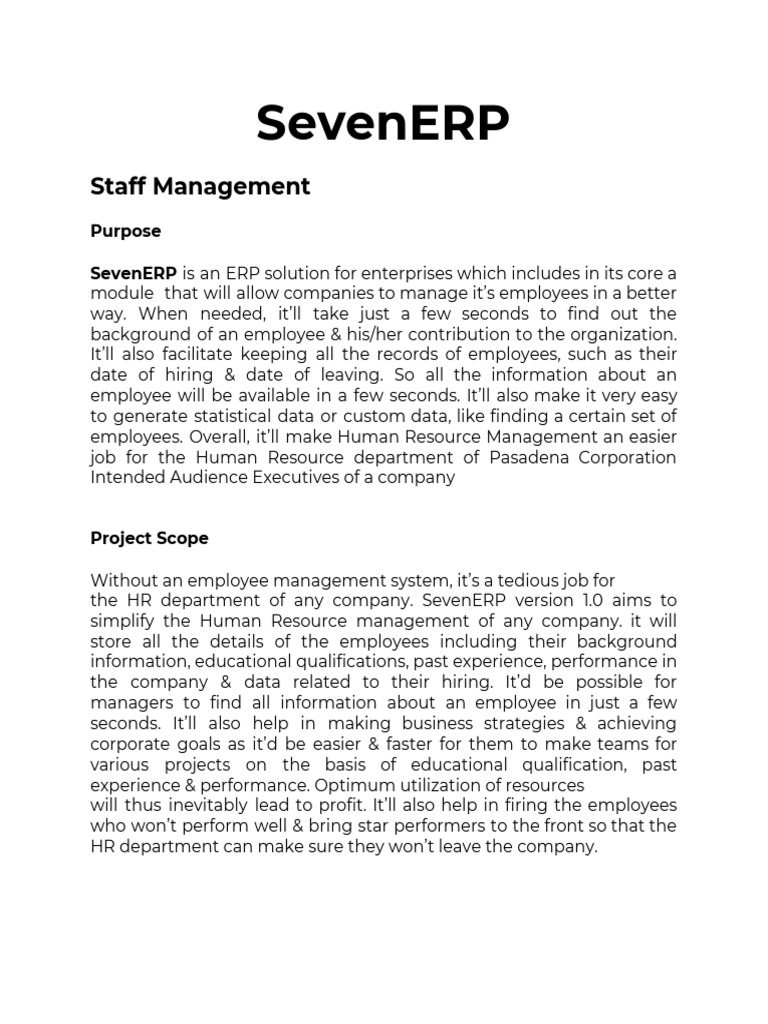 SevenERP: Efficient Staff Management | PDF | Human Resource Management ...